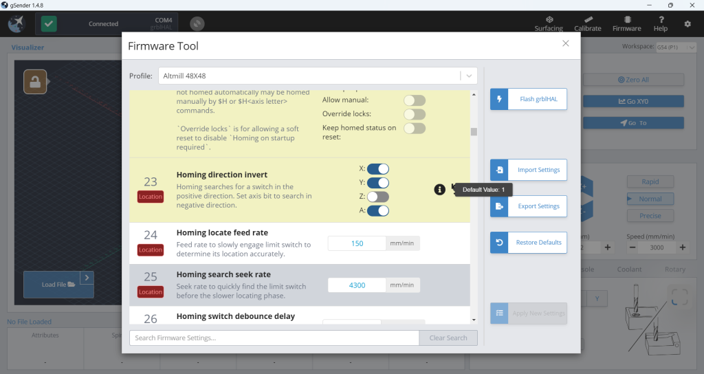 Homing and Machine Limits - AltMill CNC